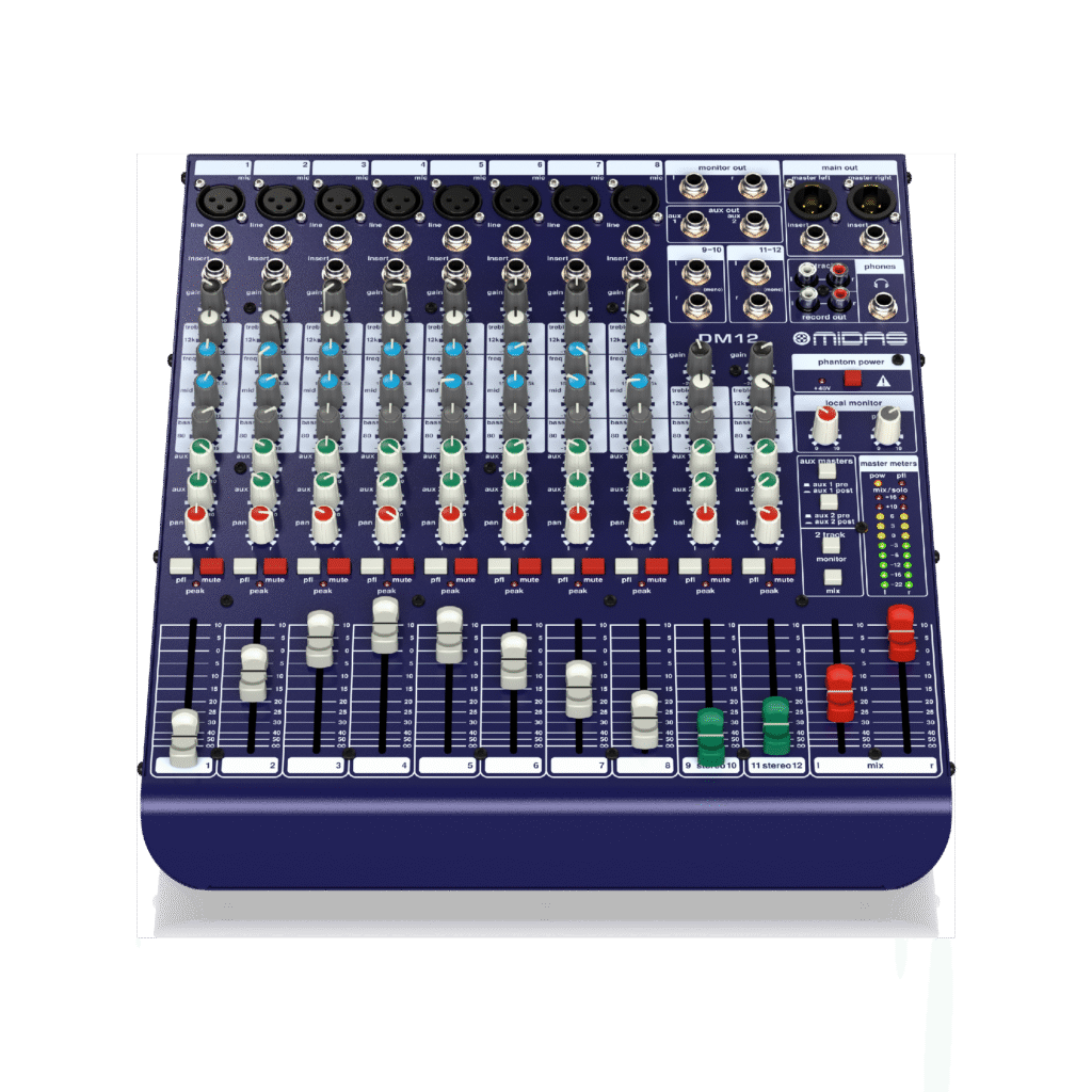 מיקסר אנלוגי 12 כניסות עם PREAMP MIDAS DM12 להופעות חיות והקלטות אולפן ...